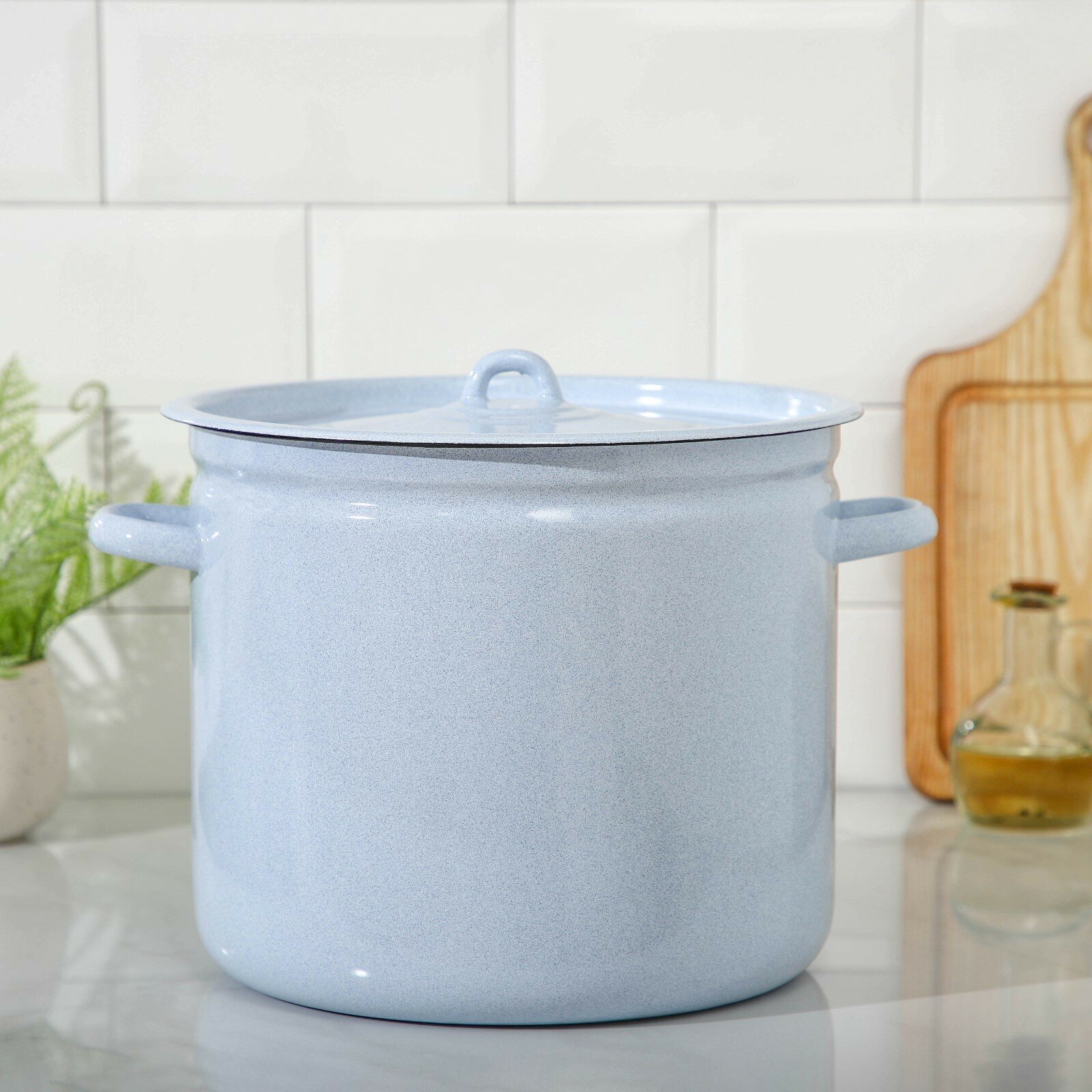 Кастрюля эмалированная, 12 л, d=28 см, с крышкой, без деколи, микс