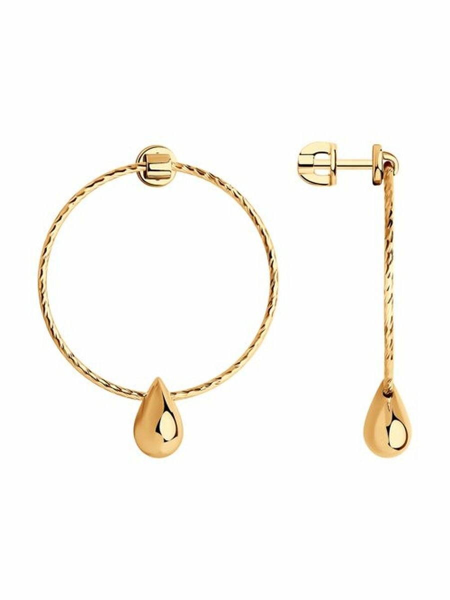 Серьги пусеты, серебро, 925 проба, золочение