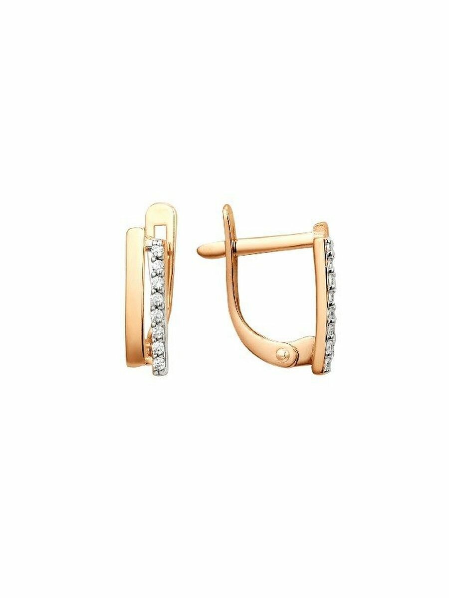 Серьги, красное золото, 375 проба, фианит