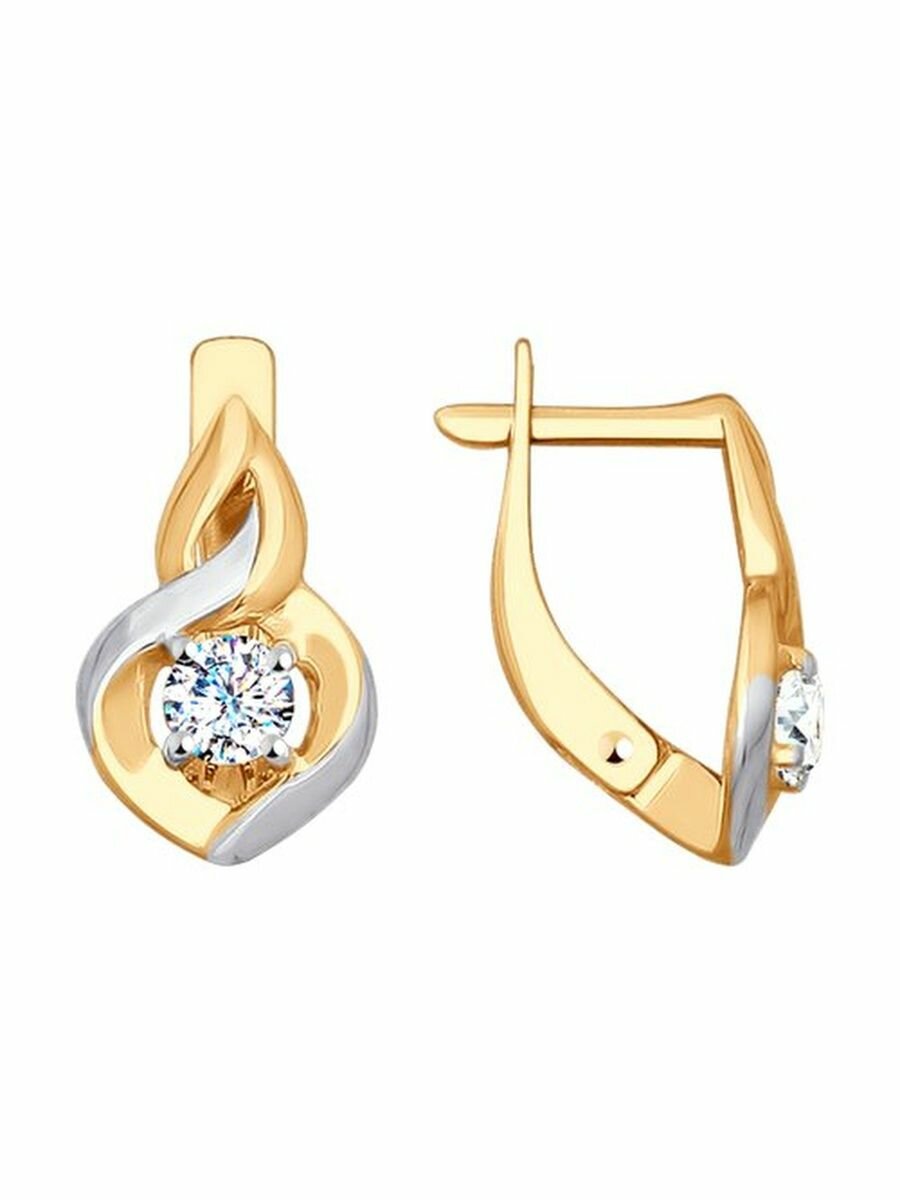 Серьги, красное золото, 375 проба, фианит