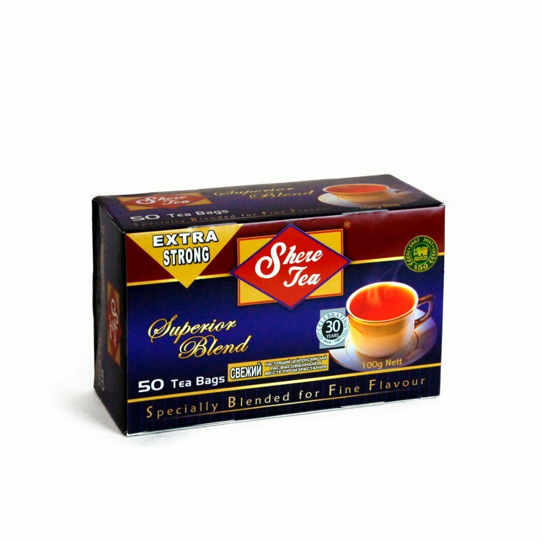 Чай чёрный пакетированный ТМ "Шери" - Синяя пачка, 50 пак, 100 гр.