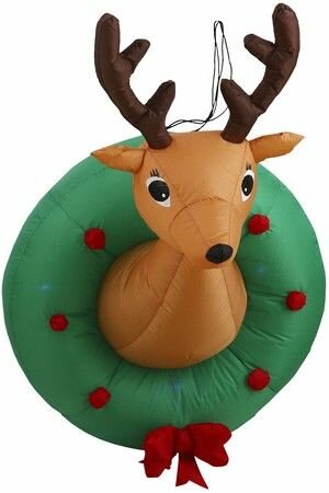 Надувная фигура олень В венке (с подсветкой), 128 см, уличная, Edelman 1088729