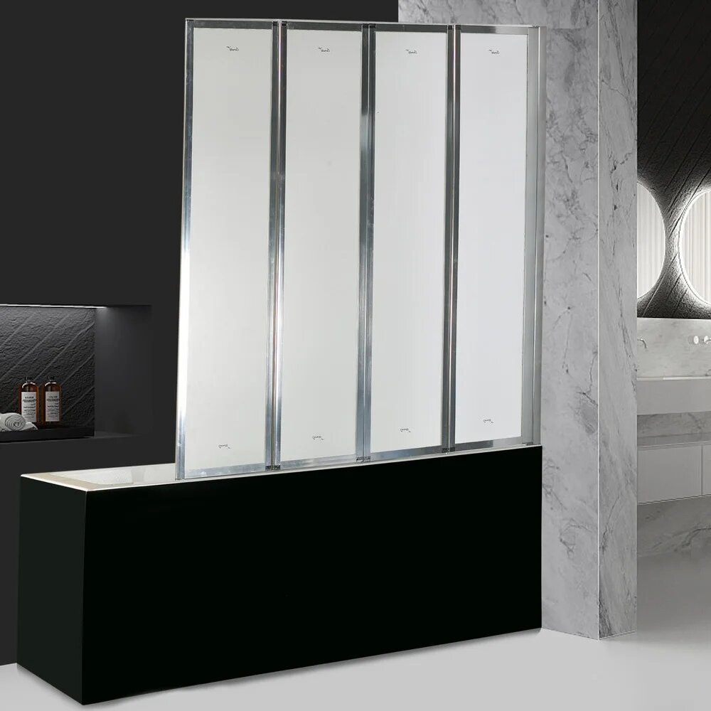 Шторка на ванну Ceruttispa Bouna 131 см, стеклянная, гармошкой, матовая, итальянская