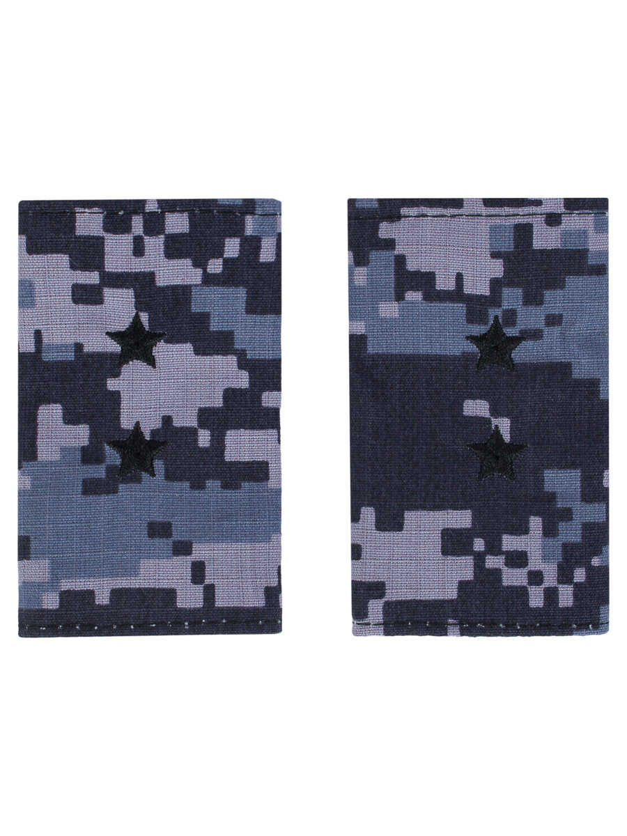 Фальш-погоны камуфляж синяя цифра чёрные звёзды 9x5 см звание Прапорщик