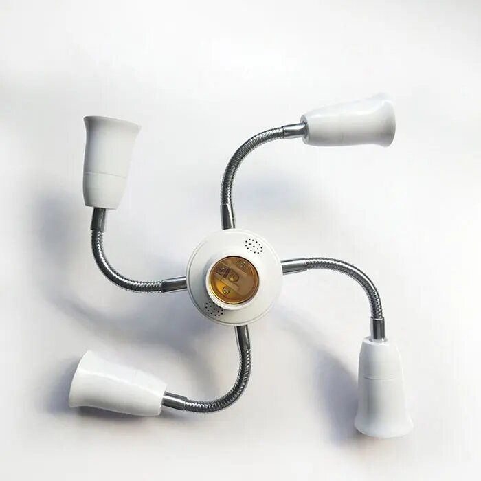 Регулируемый белый цоколь E27, разветвитель LED ламп на гибкой стойке GY 4 plus 1, 1 piece