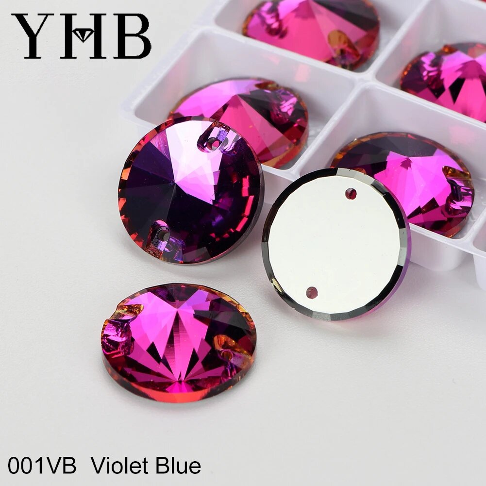 Стеклянные кристаллы YHB Rivoli для пошива Фиолетовый, 40Pcs 12mm, 001VB Violet Blue