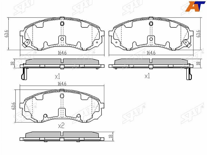 . SAT Тормозные колодки передние для HYUNDAI STAREX/H1 08-/HAVAL H9 14-