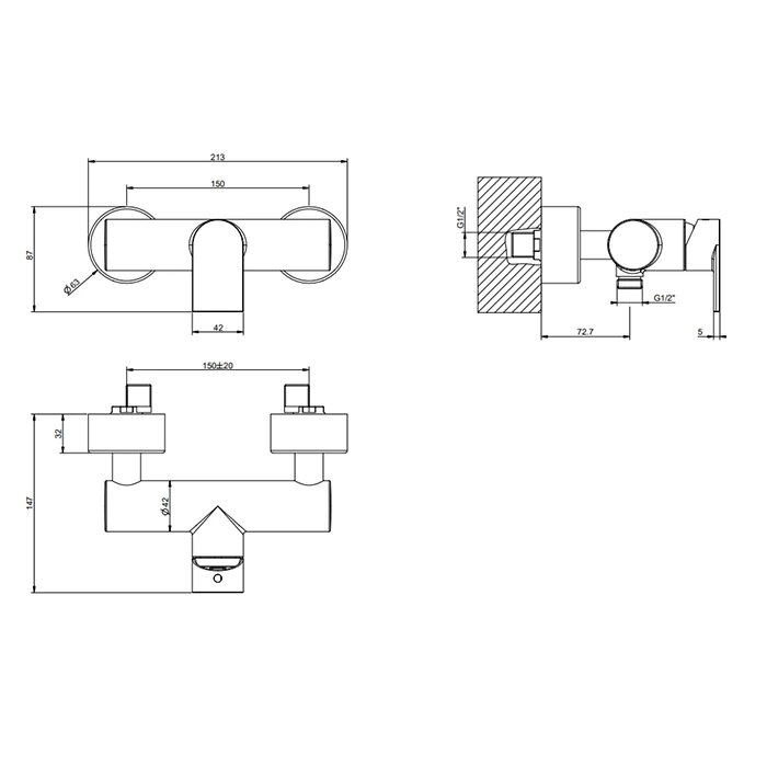 Смеситель для душа Gessi Via Manzoni 38631-031 хром
