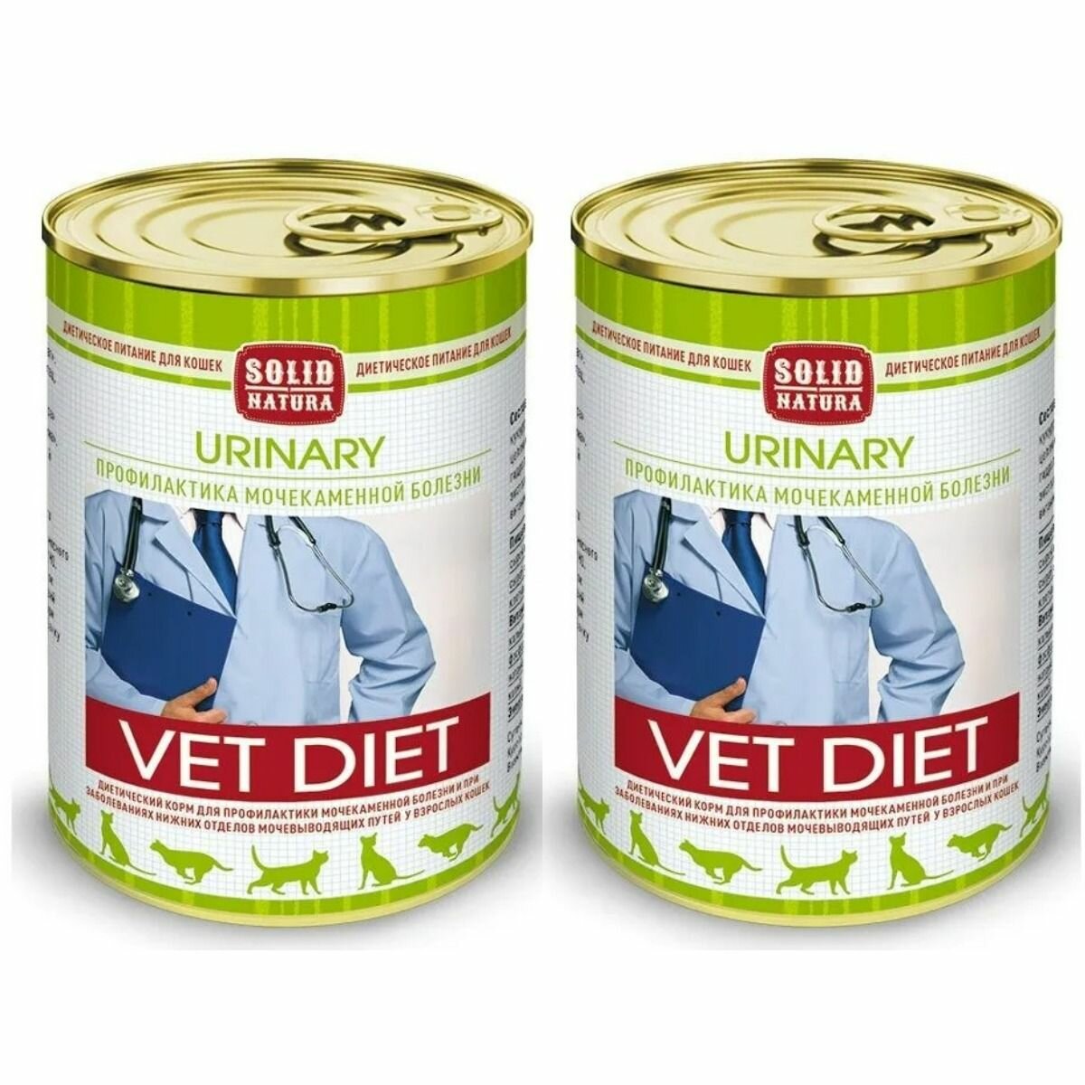 Solid Natura Консервированный корм для кошек Vet Urinary, 340 г, 2 шт