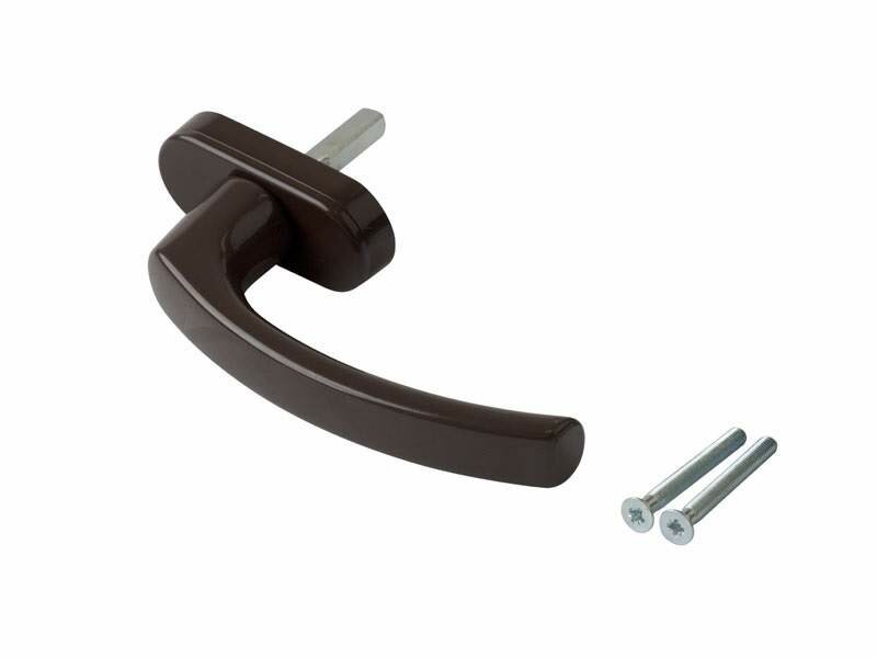 Ручка оконная Internika Tolstoy алюминиевая 37 мм (RAL 8019) коричневый, 45° + 2 винта 5х45