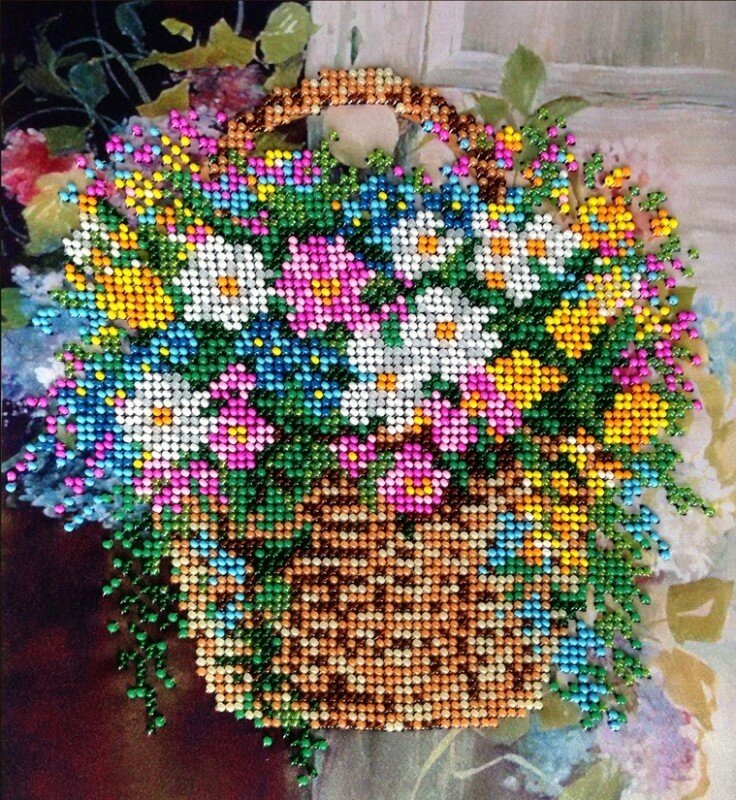 Набор для вышивания FeDi #КВ214 Полевые цветы, Вышивка бисером, 19 х 21 см