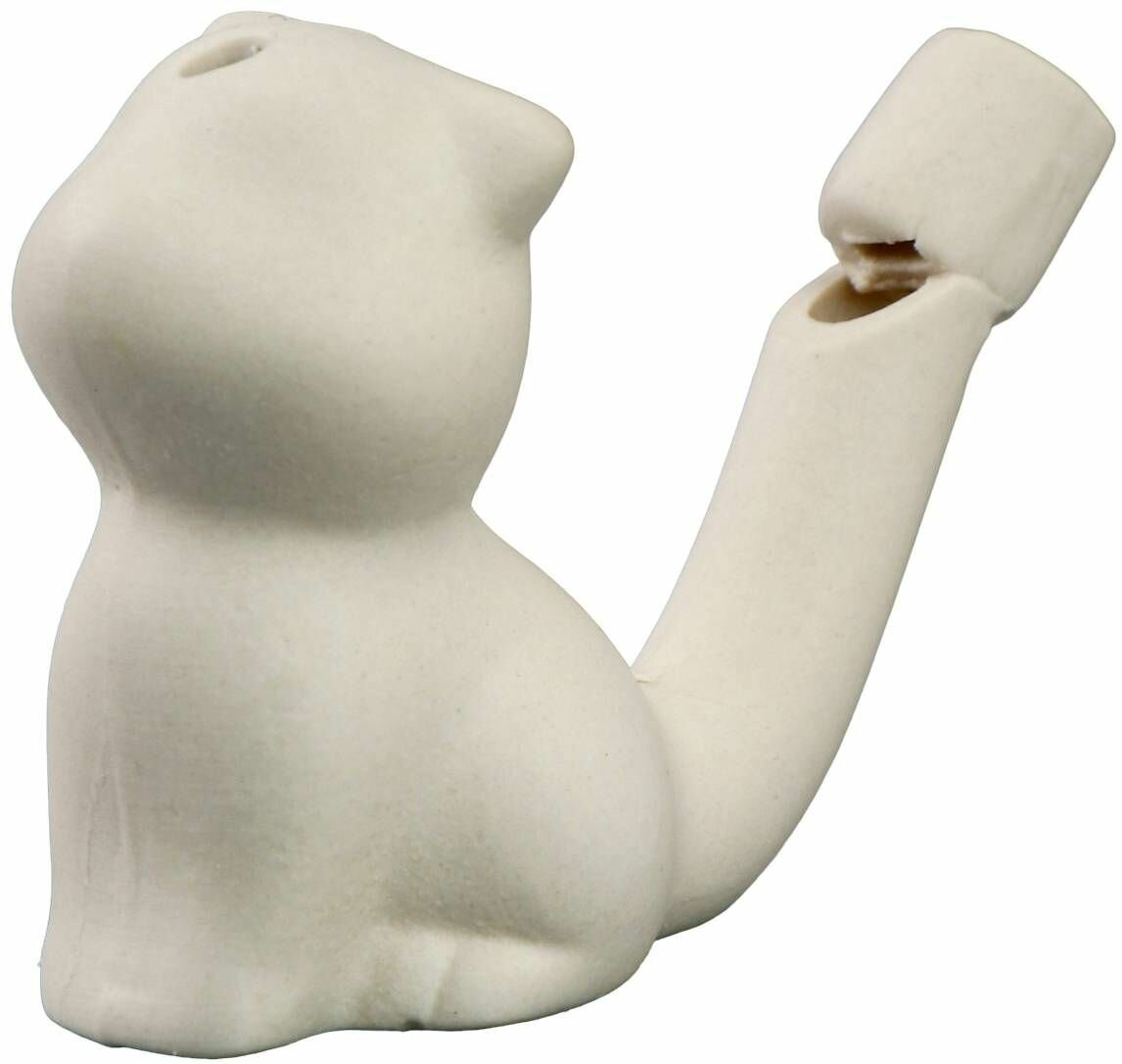 Свистулька керамическая "Киса", фигурка для росписи и декора, заготовка для творчества, детская музыкальная игрушка, русский народный духовой инструмент