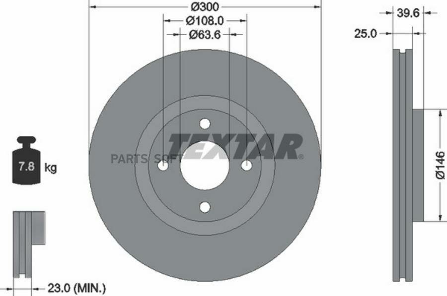TEXTAR 92315503 Диск тормозной передний FORD ECOSPORT 1,0-1,5 17 TEXTAR 92315503