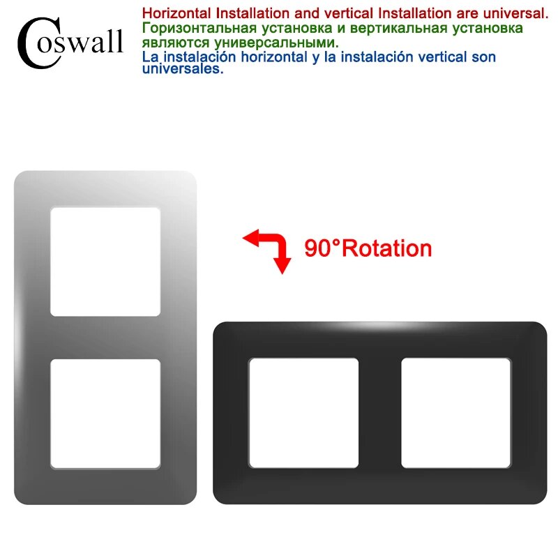 COSWALL розетка настенная черная, Type: pc 2 way