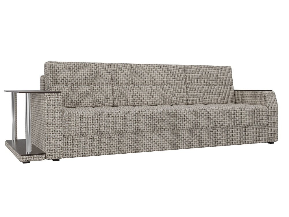Прямой диван Атлант со столиком Бежевый 2 Рогожка, еврокнижка, 255х101х85 см, с ящиком для белья