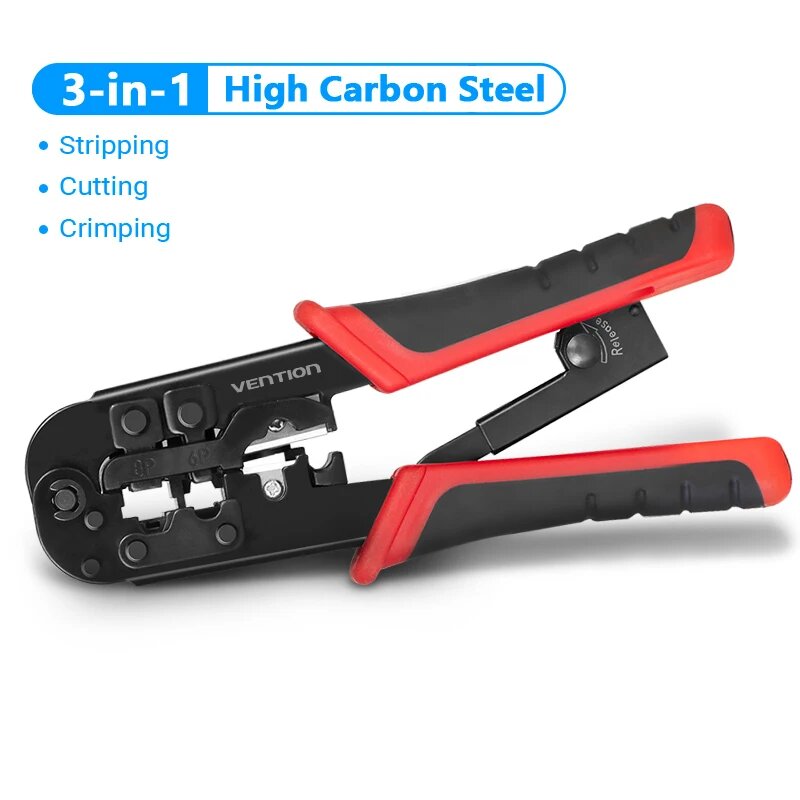 Обжимной инструмент Vention RJ45, 3-в-1, High Carbon Steel