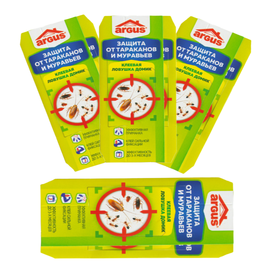 Аргус средство клеевая ловушка от тараканов и муравьев, 4 ловушки
