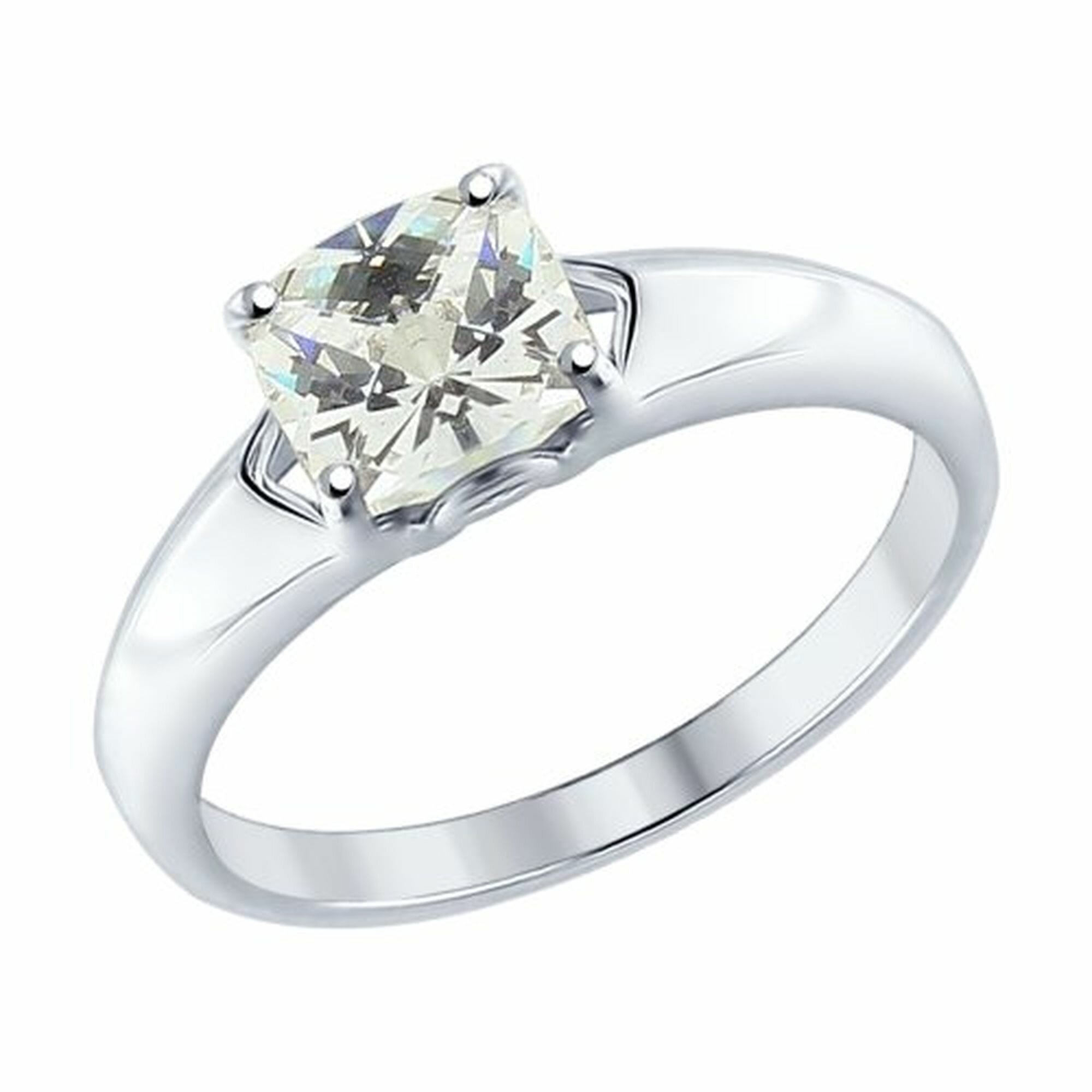 Кольцо, серебро, 925 проба, родирование, кристаллы Swarovski