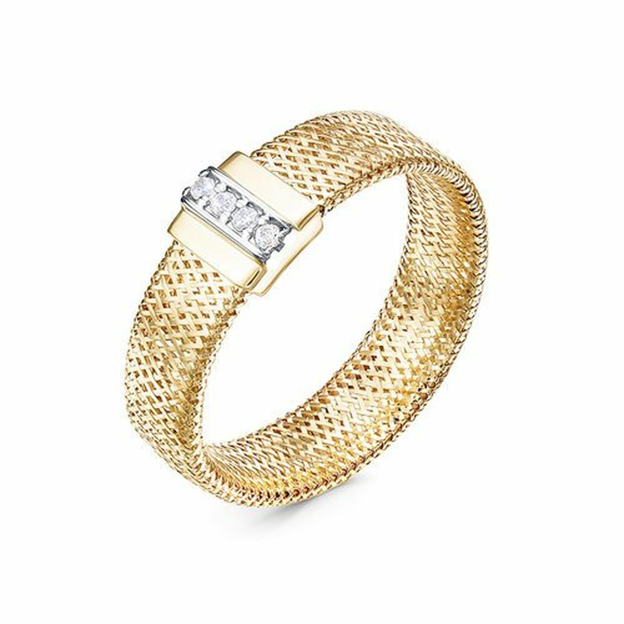 Кольцо, желтое золото, 585 проба, фианит