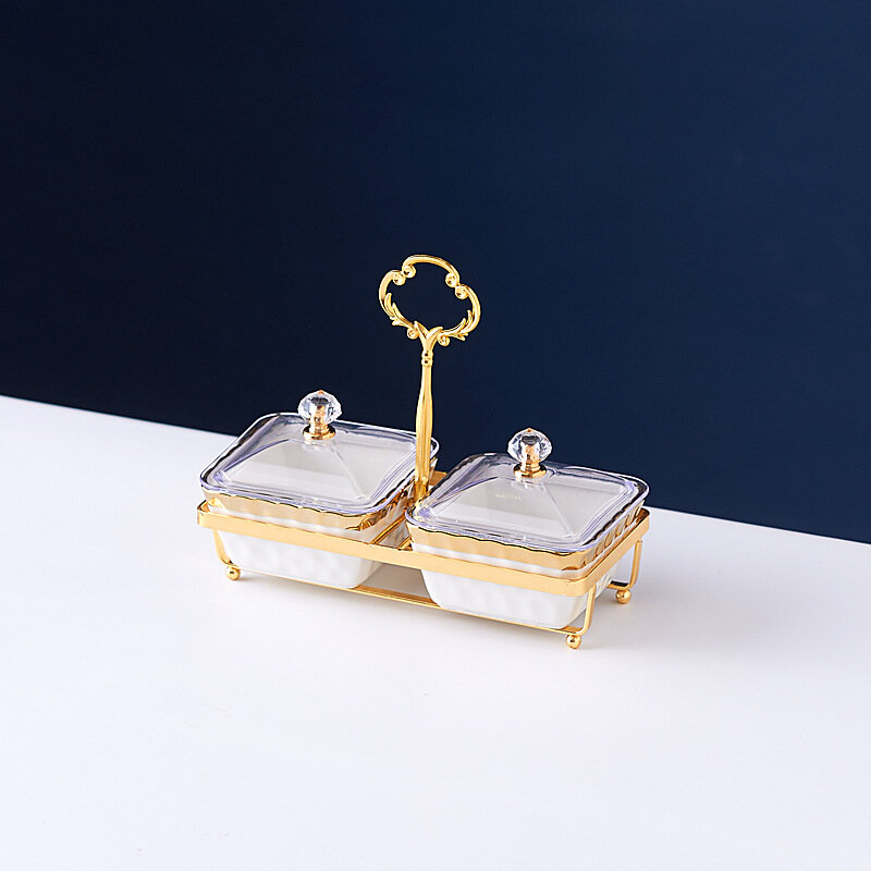 2026 Новогодняя керамическая тарелка для фруктов с крышкой, пылезащитная, домашняя тарелка для сухофруктов, тарелка для десертов в отеле и кафе, многоцветная закусочная тарелка