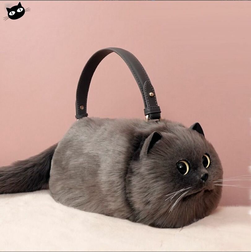 Имитация плюшевой женской сумки в форме кошки