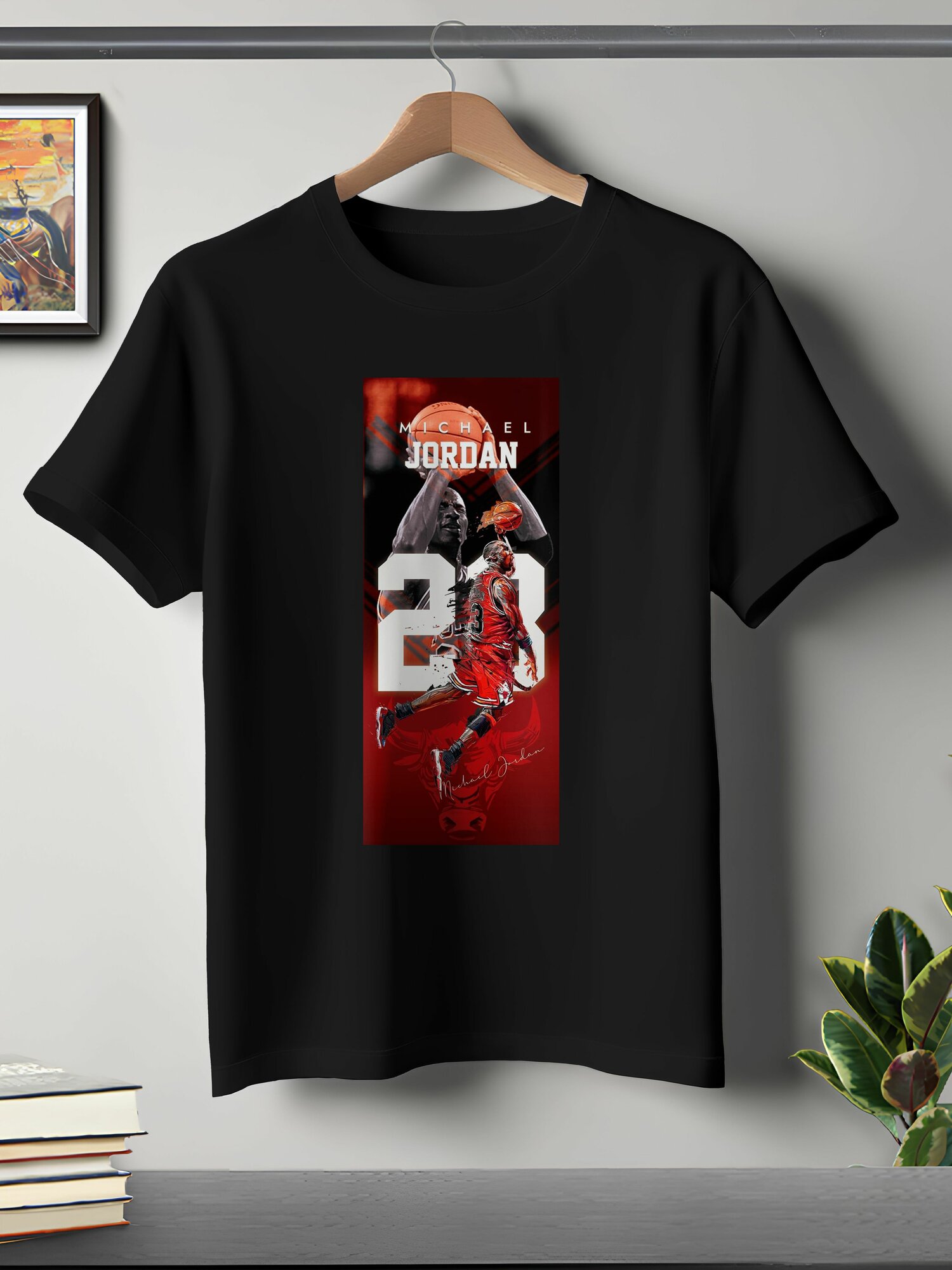 Футболка ONEQ унисекс 48-50 (L) размер с принтом Майкл Джордан, черная