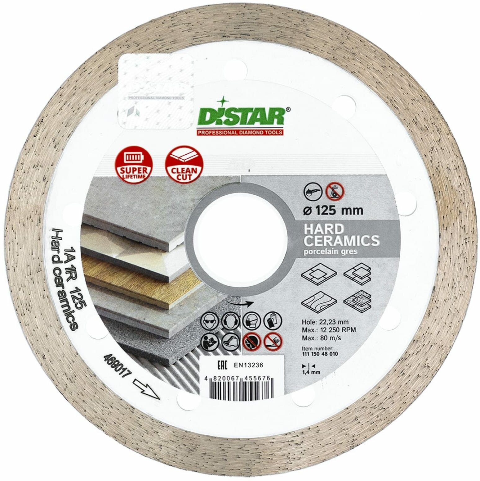 Круг алмазный отрезной 1A1R 125x1,4x10x22,23 Hard ceramics DiStar 11115048010