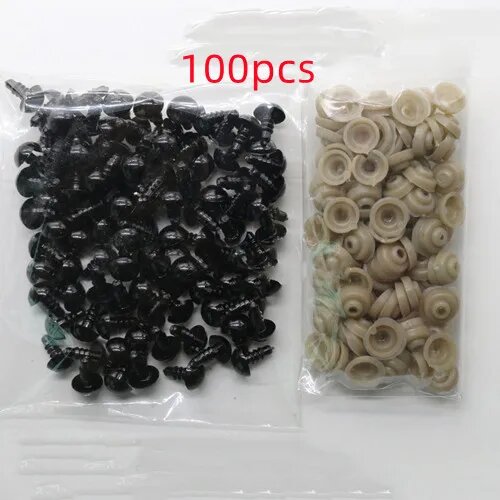 Пластиковые глаза для игрушек 10 мм, черные, 50/100 шт. black 100pcs, 8mm