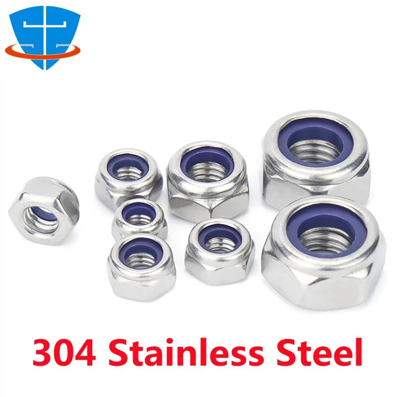 Шестигранные самоблокирующие гайки SHOUZHENG FASTENER M2-M30 M4 (100pcs), 304 Stainless Steel