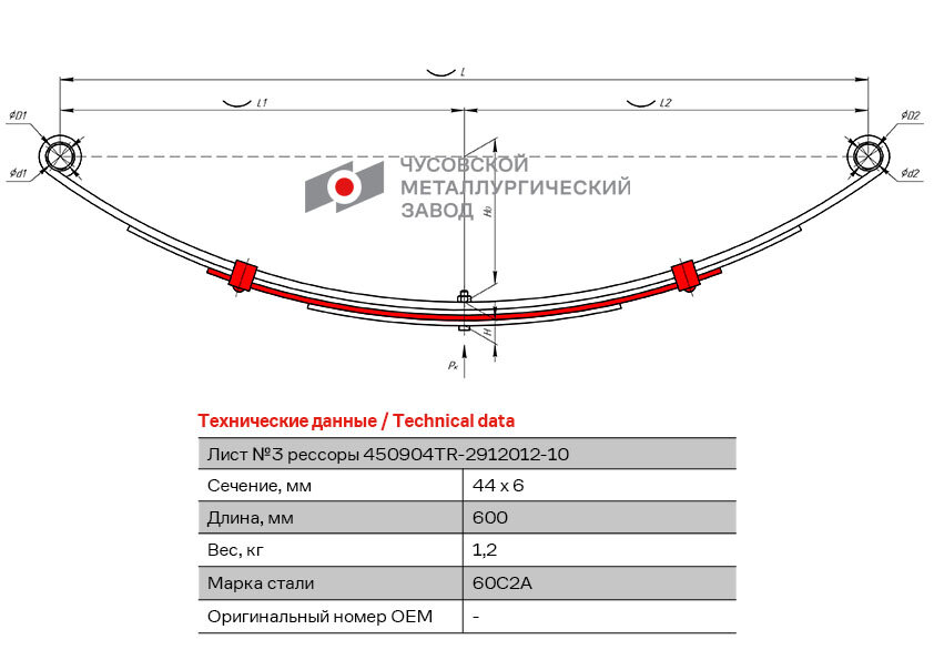 Лист №3 Рессора задняя для ижевского прицепа 4 листа