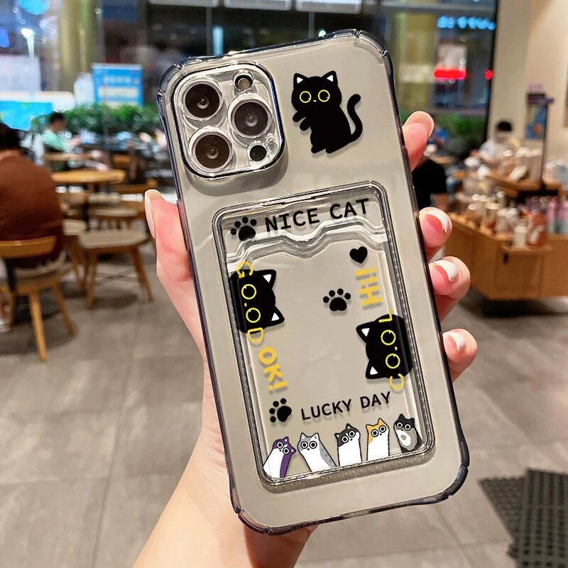 Чехол для iPhone 17 Pro Cat, прозрачный, силикон