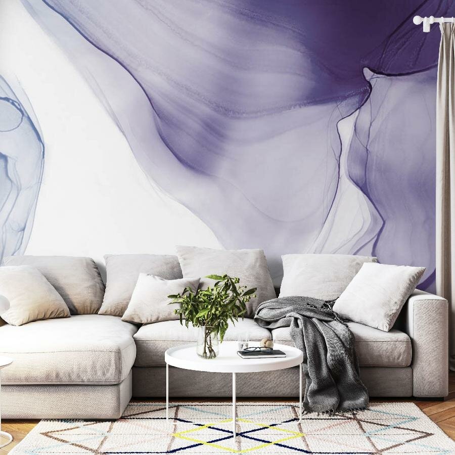 Фотообои Сиреневые разводы 9-1534-S-Холст 270 x 200 см (ВхШ) Бесшовные, флизелиновые, влагостойкие обои MasterFresok