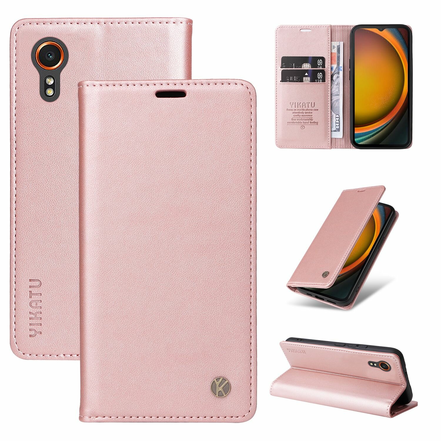 Кожаный флип-чехол для Samsung Galaxy Xcover7 5G / Самсунг Галакси Xcover7 5G с магнитом, отделением для карт и отделением для бумажника