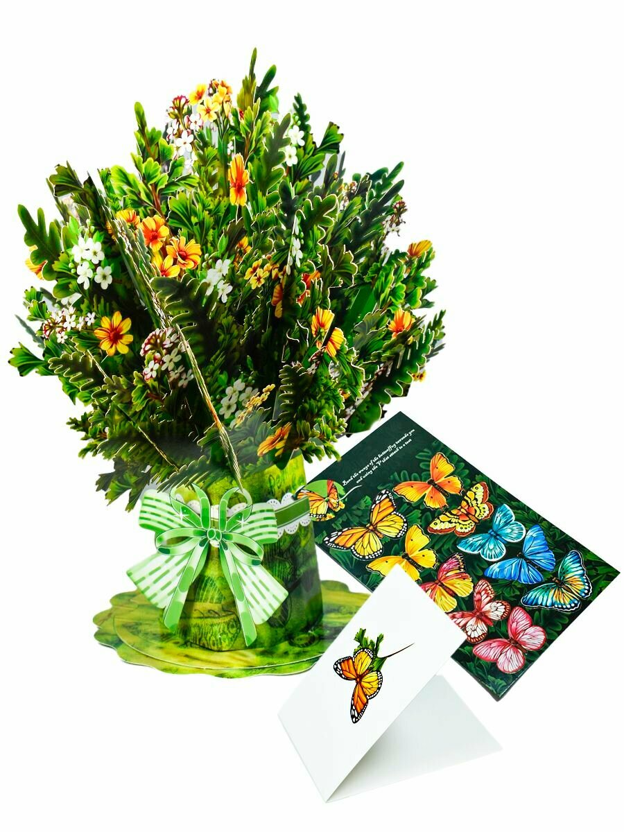Поздравительная открытка объемная "Букет цветов". Kubanstar