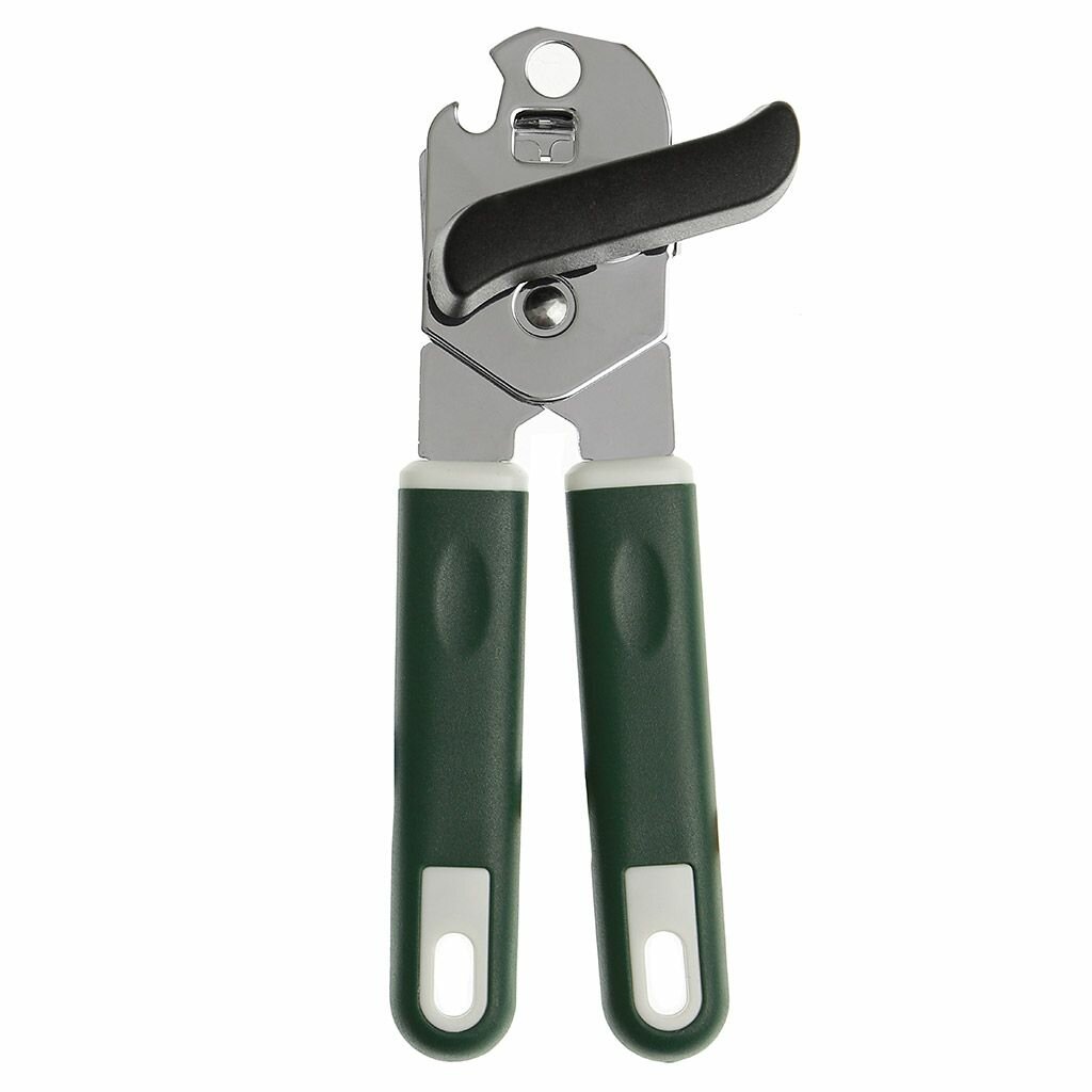 Консервовскрыватель КНР "Бабочка", Грин, нержавеющая сталь, 19,5х5,5х5 см, с открывашкой, пластмассовые ручки