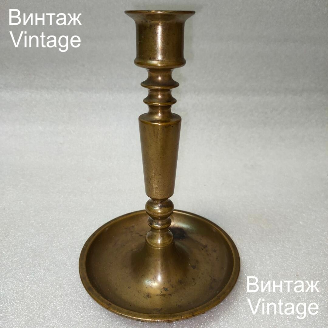 Подсвечник антикварный, старинный, на одну свечу, бронза, винтаж