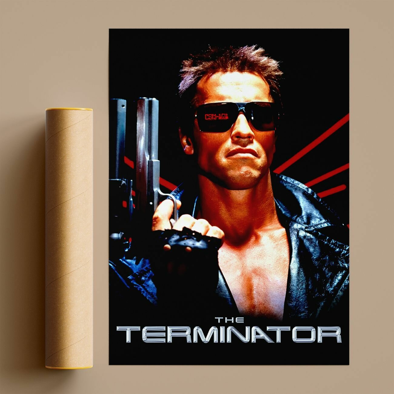 Постер Терминатор 60х80 см без рамы/ Шварцнеггер, терминатор винтажный плакат к фильму/ Постер для интерьера, в подарок