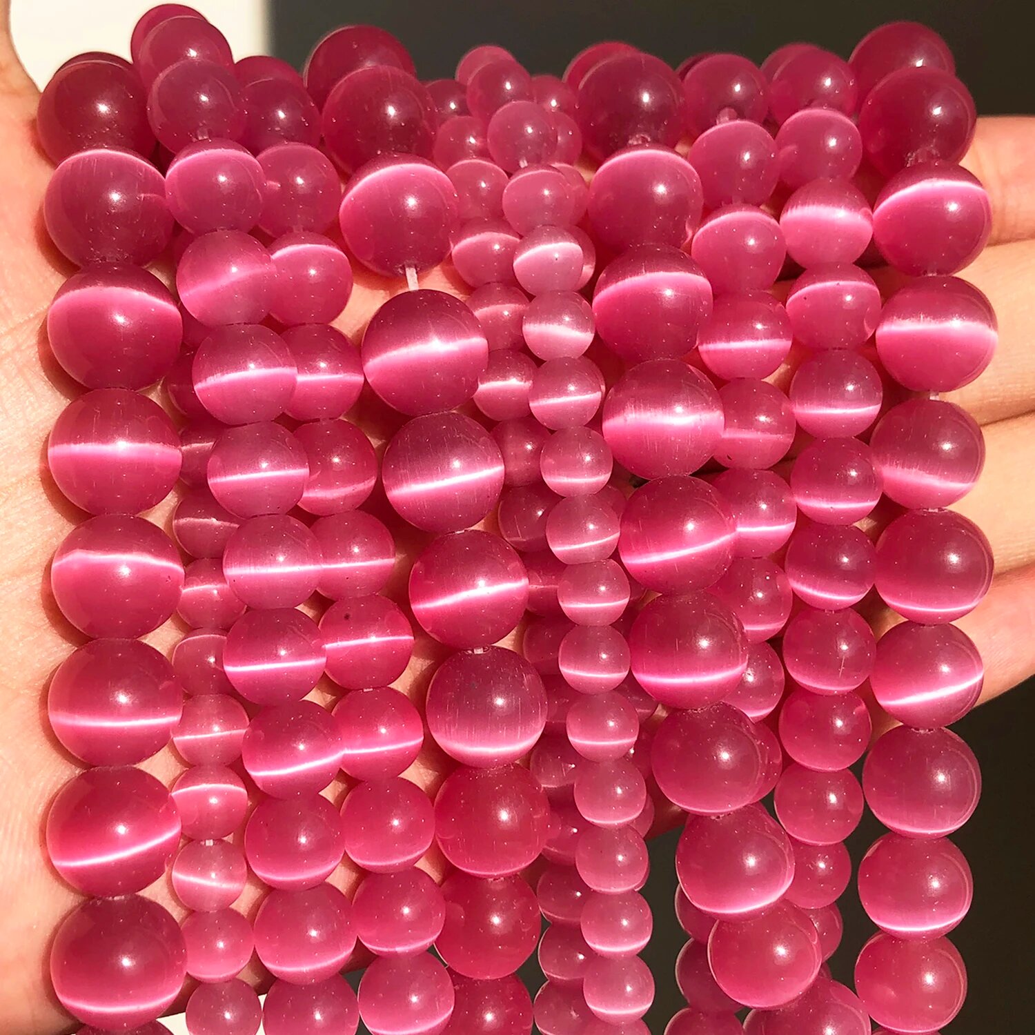 Бусины из натурального лунного камня, розовые, белые, синие, кошачий глаз, свободные опаловые бусины для изготовления ювелирных изделий, бусины, браслет, серьги, аксессуары