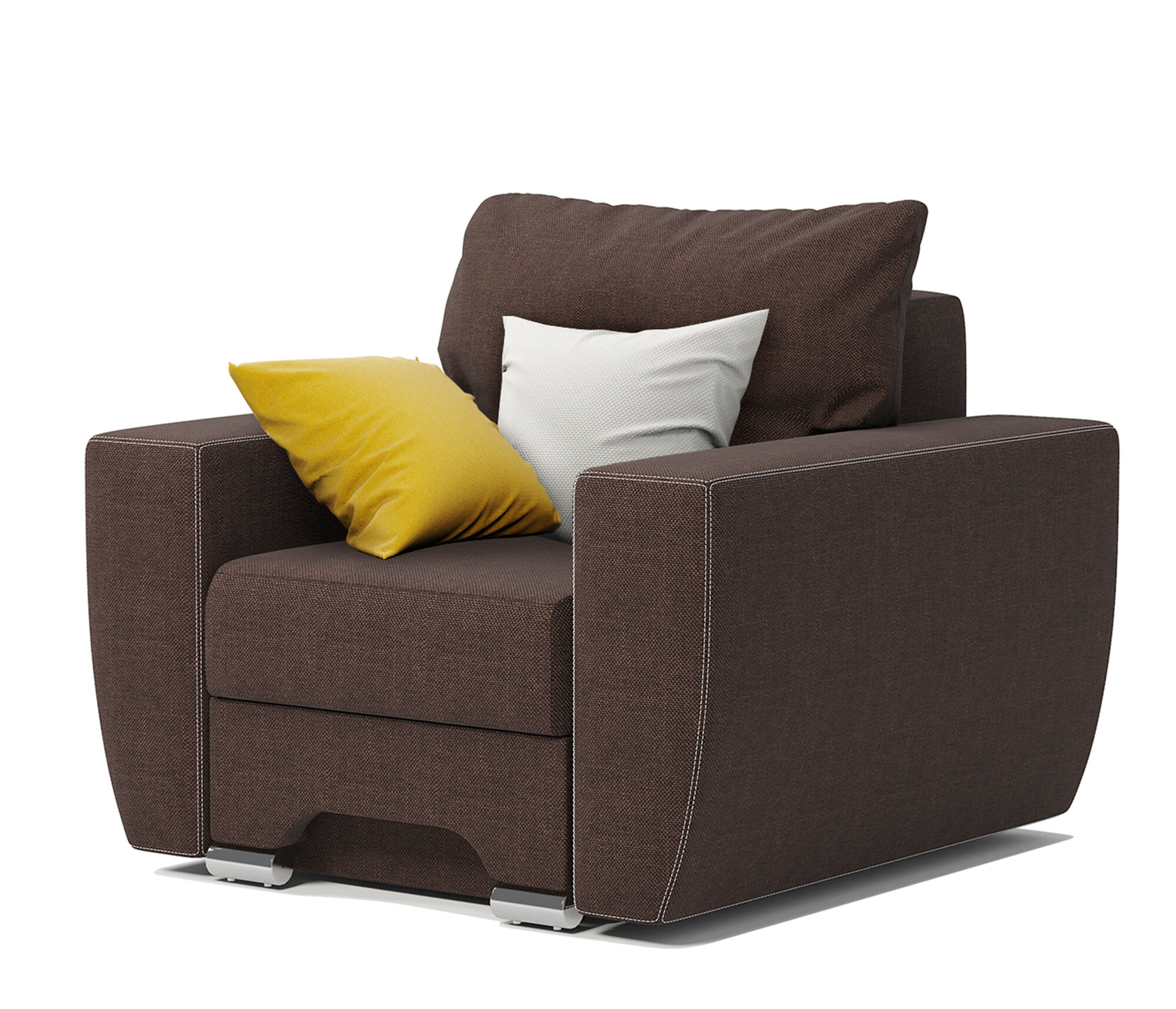 Кресло Шарм-Дизайн ЕвроШаг, мягкое для дома и отдыха, раскладное кресло в гостиную, рогожка, коричневый