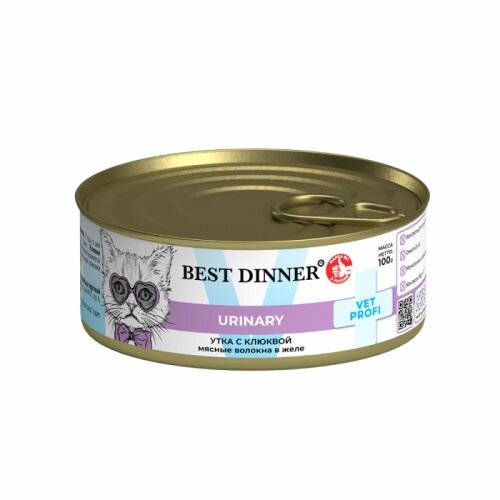 Бест Диннер Urinary Exclusive Vet Profi консервы для кошек, утка с клюквой, 100 г