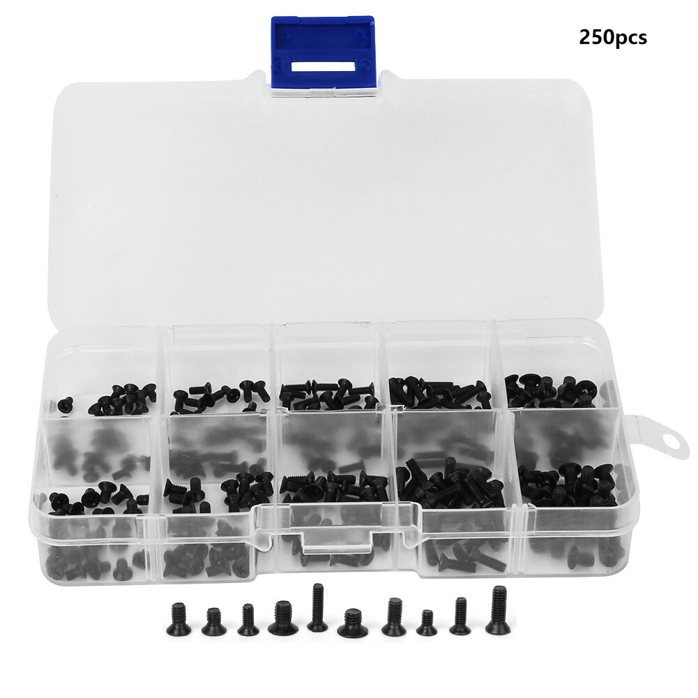 Винт с плоской головкой и крестошлицем, черная сталь, для электроники, 250 шт.