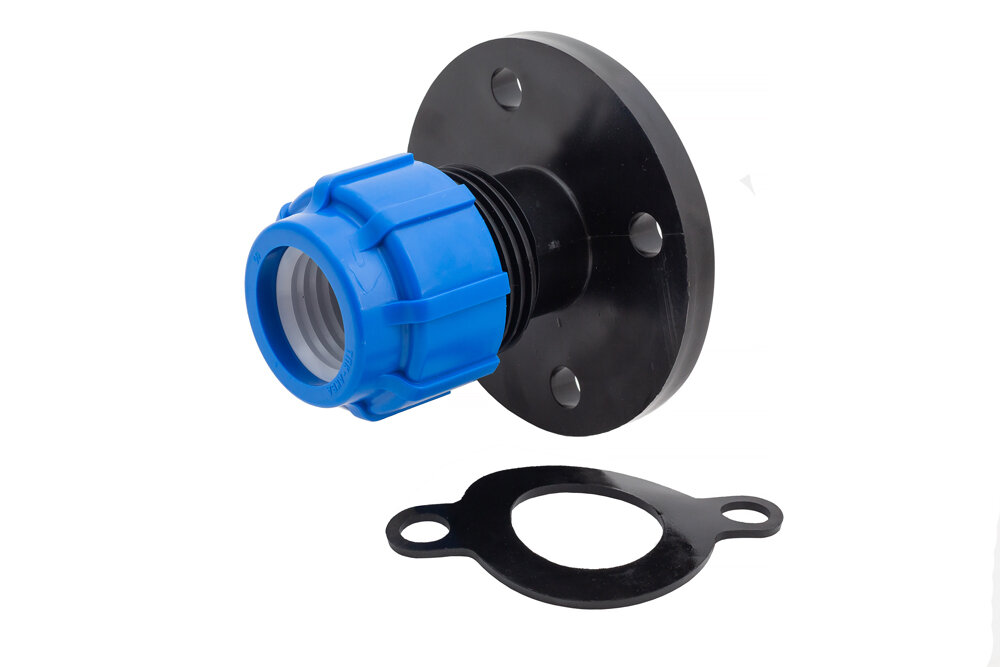 ПНД муфта с фланцем, для стальных труб, 40 мм, 1 1/2", для подключения арматуры