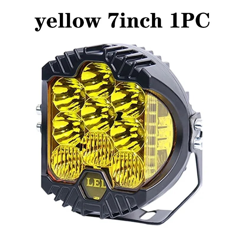 Фары головного света белые, 3 дюйма, 5 дюймов, 50 Вт, 12 В, 24 В yellow-7INCH-1PCS