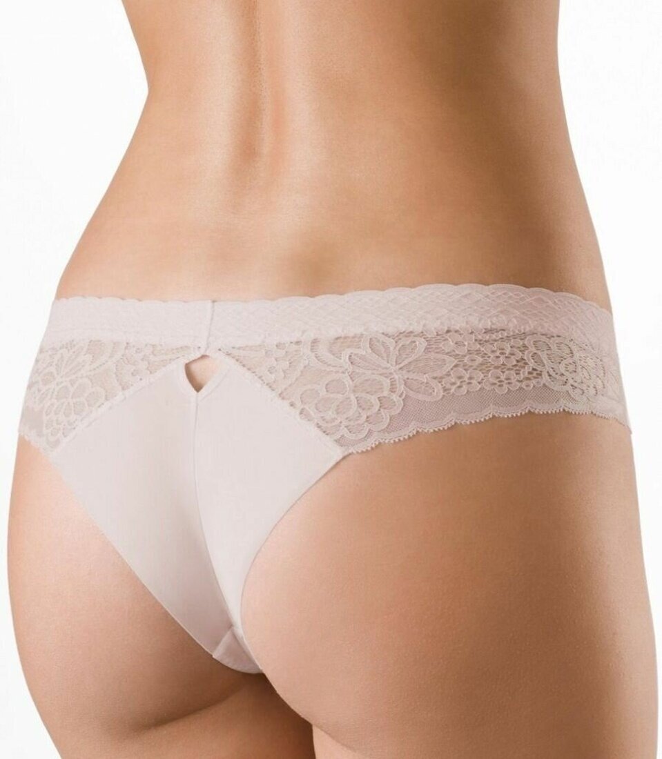 Трусики-танга Patrice, пудровый, кружевной верх, размер 40, комфорт и стиль