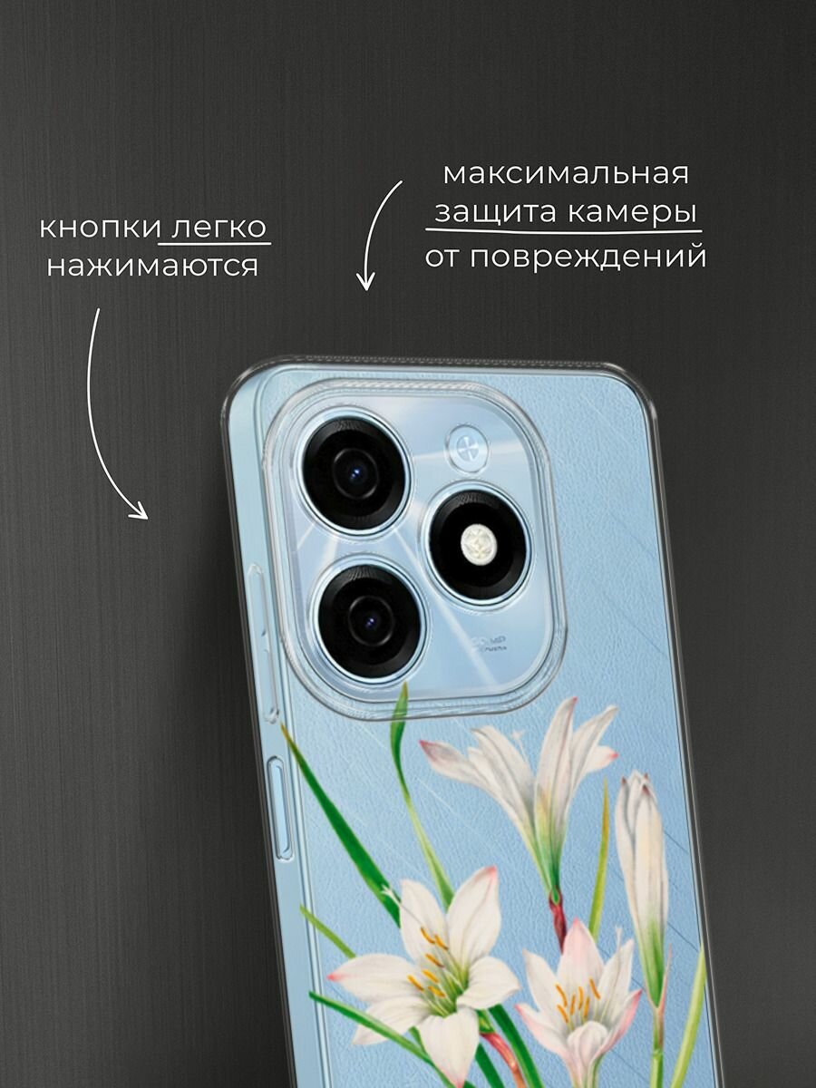 Чехол на Tecno Spark 20 / Текно Спарк 20 с принтом "White lily", прозрачный — фото 1