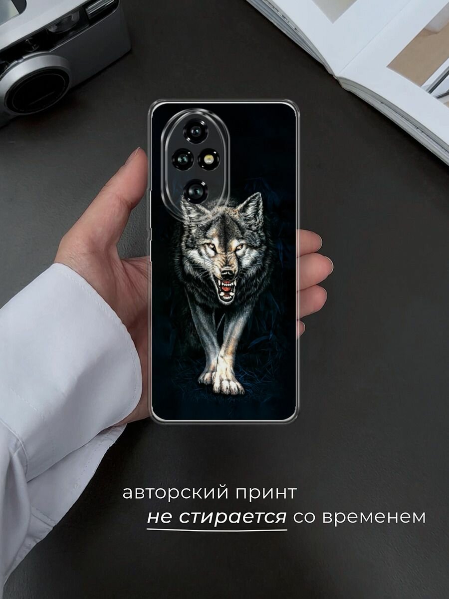 Чехол на Honor 200 Pro / Хонор 200 Про с принтом "Злобный волк из ночи" — фото 1
