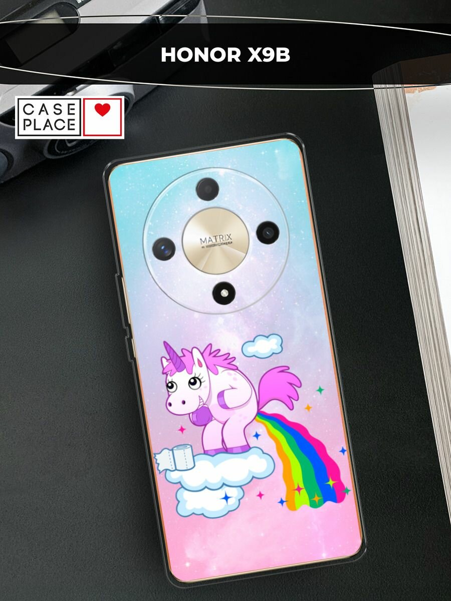 Силиконовый чехол на Honor X9b / Хонор X9B с принтом "Единорог какает"