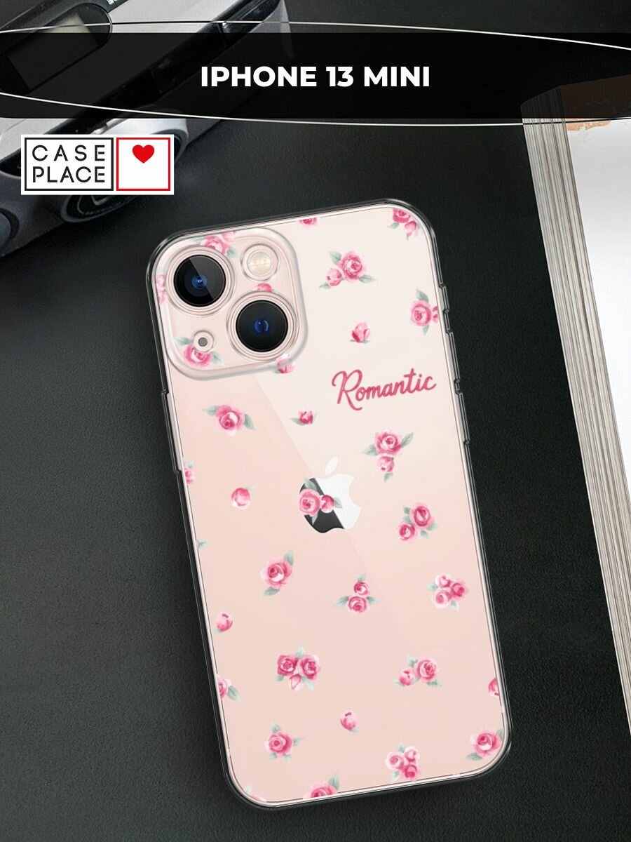 Чехол на Apple iPhone 13 mini / Айфон 13 мини с принтом "Romantic 2", прозрачный
