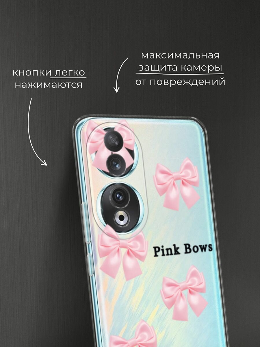 Чехол на Honor 90 / Хонор 90 с принтом "Pink Bows", прозрачный — фото 1