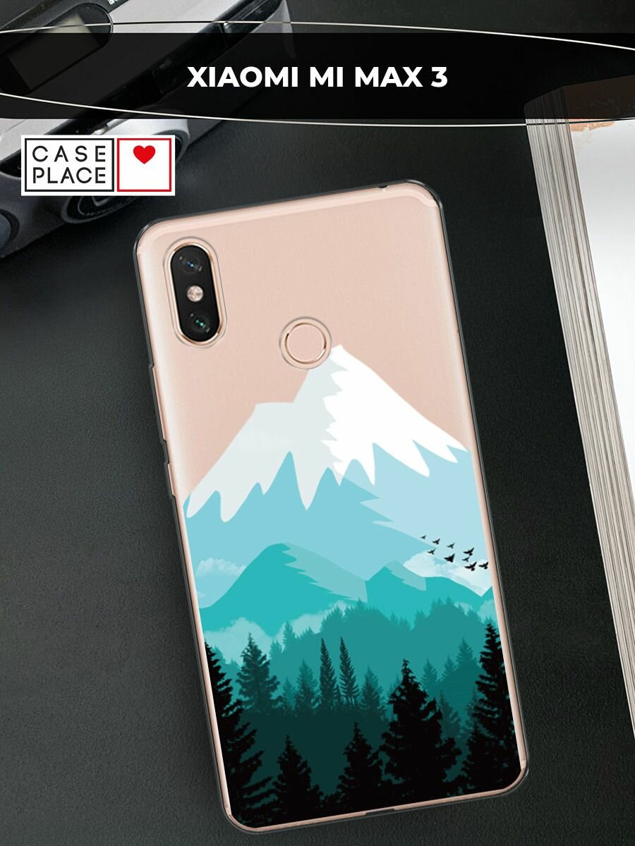 Чехол на Xiaomi Mi Max 3 / Сяоми Ми Макс 3 с принтом "Синяя снежная гора", прозрачный